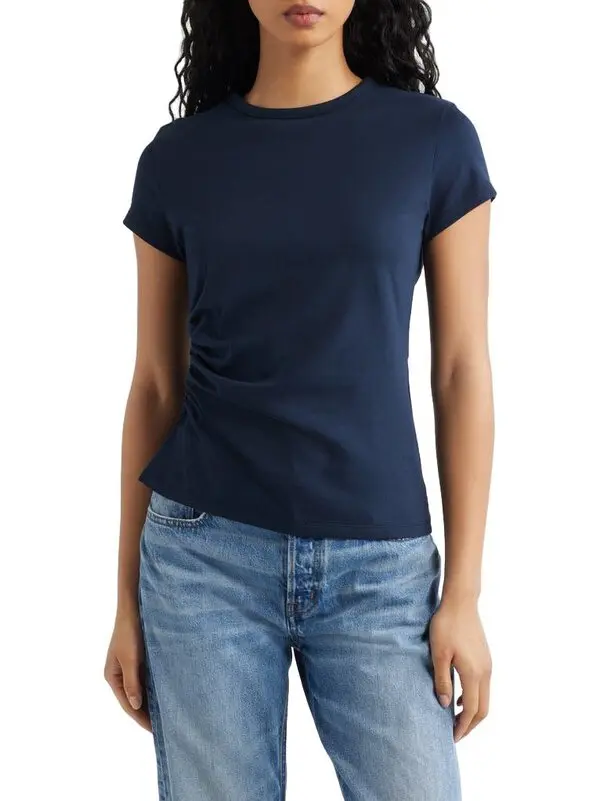 Madewell Asymmetric Ruched Jersey T-shirt - Classic Navy