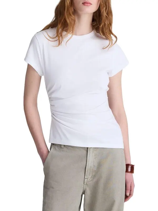 Madewell Asymmetric Ruched Jersey T-shirt - White