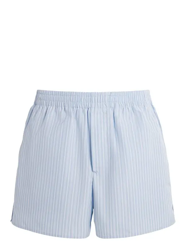 Ami Cotton Stripe Shorts - Blue