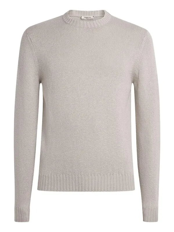 FIORONI CASHMERE Cotton Crew-neck Sweater - Beige