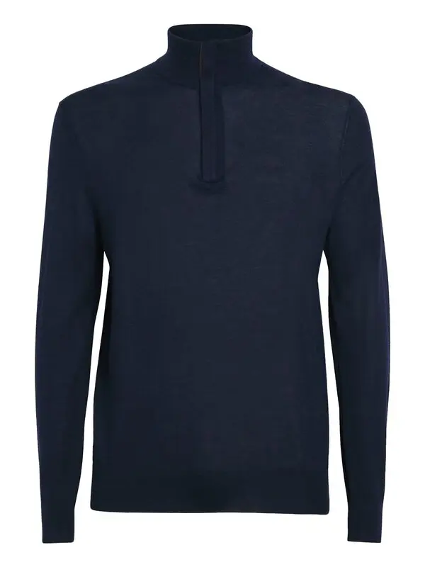 N.peal Cashmere-silk Quarter-zip Sweater - Navy