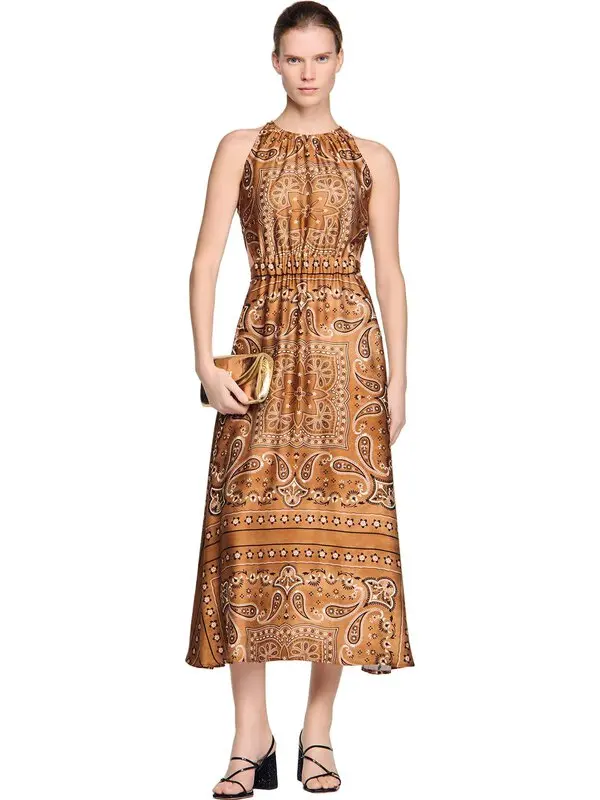 Sandro Bandana-print Maxi Dress - Brown / Black