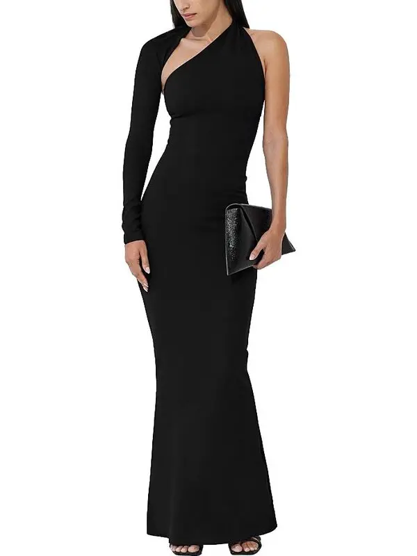 MARCELLA Manhattan One Shoulder Gown - Black