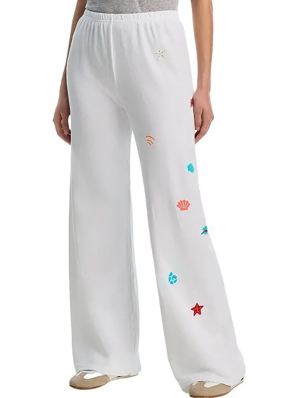 Aqua Seashell Wide Leg Sweatpants - White