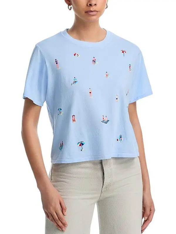 Aqua Haley Beachgoers Boxy Crop Tee - Breeze