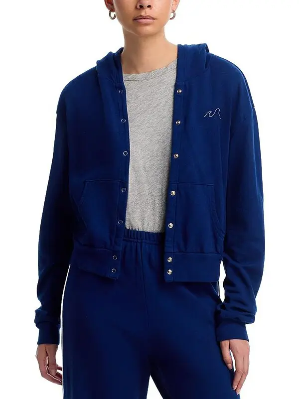 Aqua Snap-front Hoodie - Tide