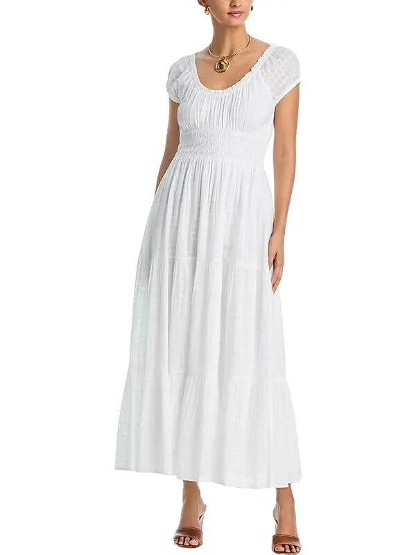 Aqua Andrita Seersucker Midi Dress - White