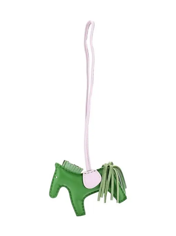 Hermès Pm Grigri Rodeo Bag Charm Leather - Green/ Green/ Pink