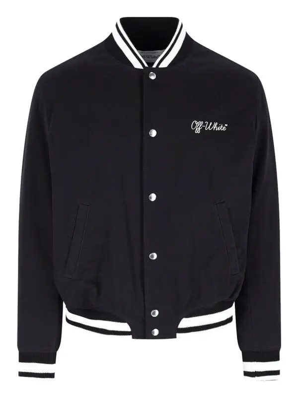 Off-White Varsity Souvenir Bomber Jacket - Black