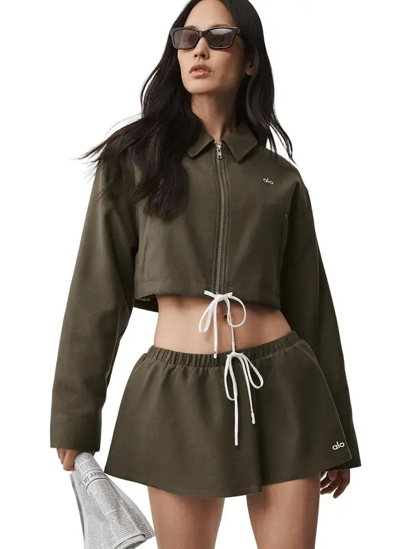 Alo Yoga Cropped Full Zip Jacket - Olive Tree
