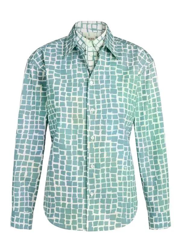 TOD'S Printed Belted Shirt - Blue