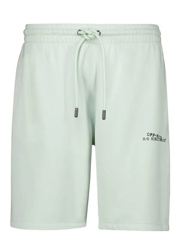 Off-White Big Double Arrow Cotton Shorts - Green