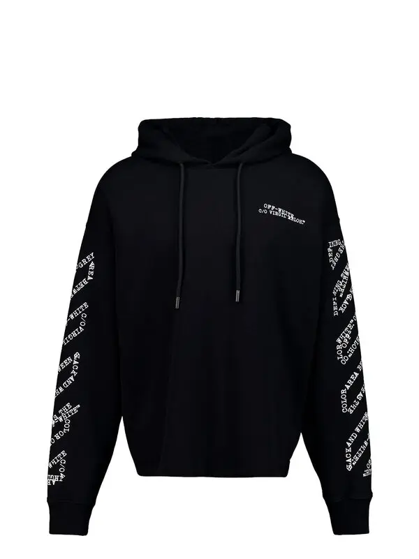 Off-White Type Machine Arrow Cotton Hooded Sweatshirt - Black