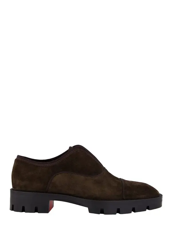 CHRISTIAN LOUBOUTIN Cafe Alpha Crosta Calf Leather Loafers - Brown