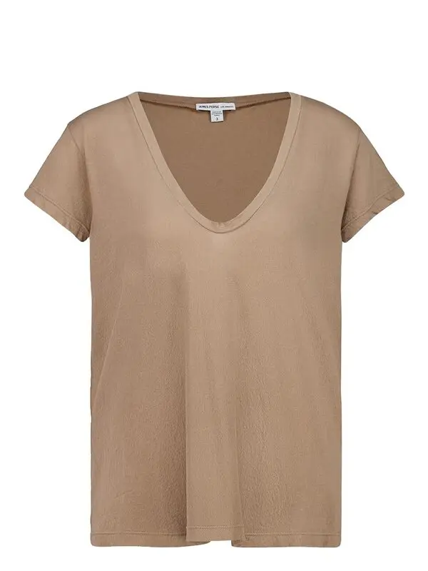JAMES PERSE Cotton Deep V-neck T-shirt - Brown