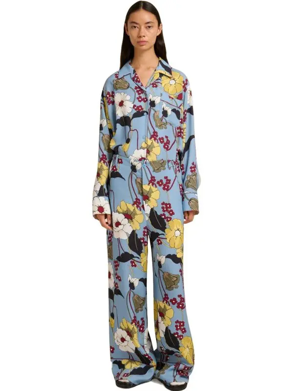 Marni Floral Printed Palazzo Pants - Blue