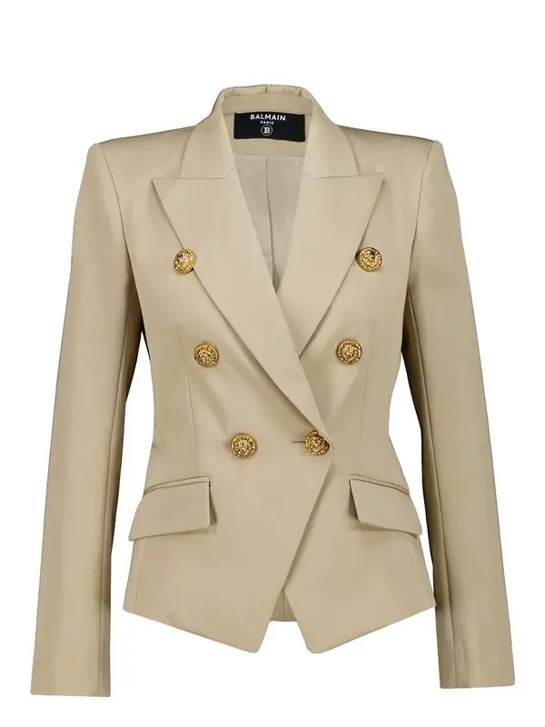 Balmain Sable 6-button Cotton Blazer - Beige