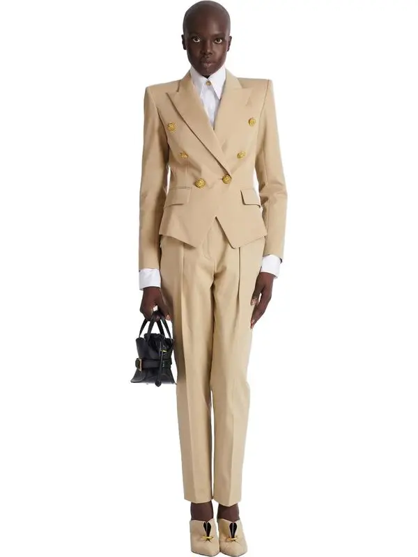 Balmain Sable 6-button Cotton Blazer - Beige