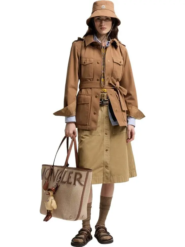 Moncler Hooded Gabardine Field Jacket - Brown