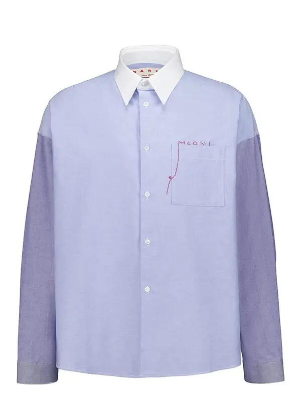 Marni Two-tone Cotton Buttoned Shirt - Blue