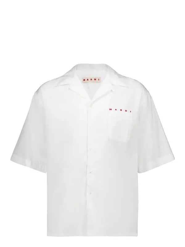 Marni Lily Poplin Bowling Shirt With Peeking Logo - White
