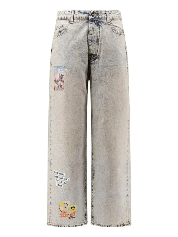 BARROW Cotton Jeans With Print - Grey