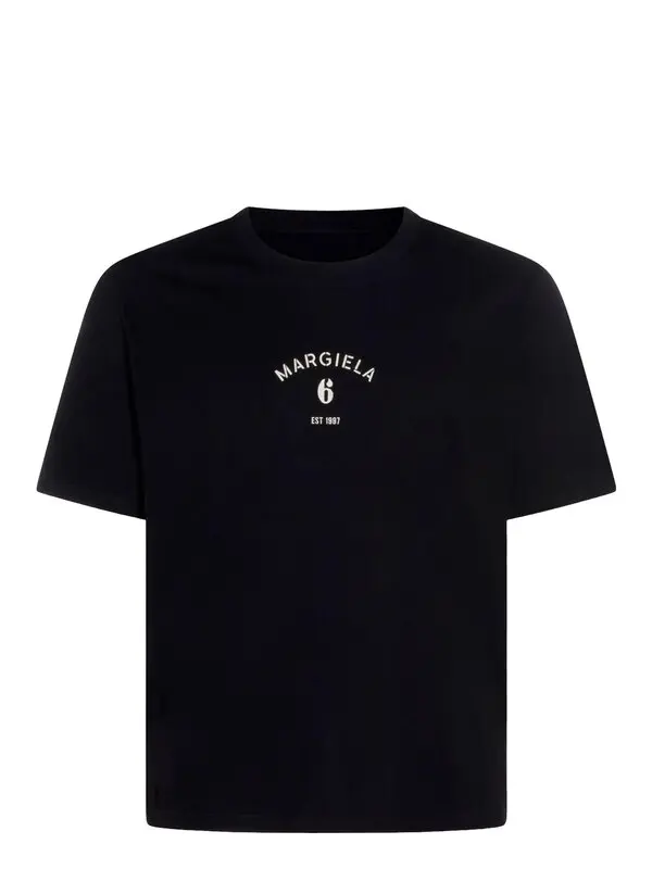 MAISON MARGIELA Cotton T-shirt With Logo Print - Black