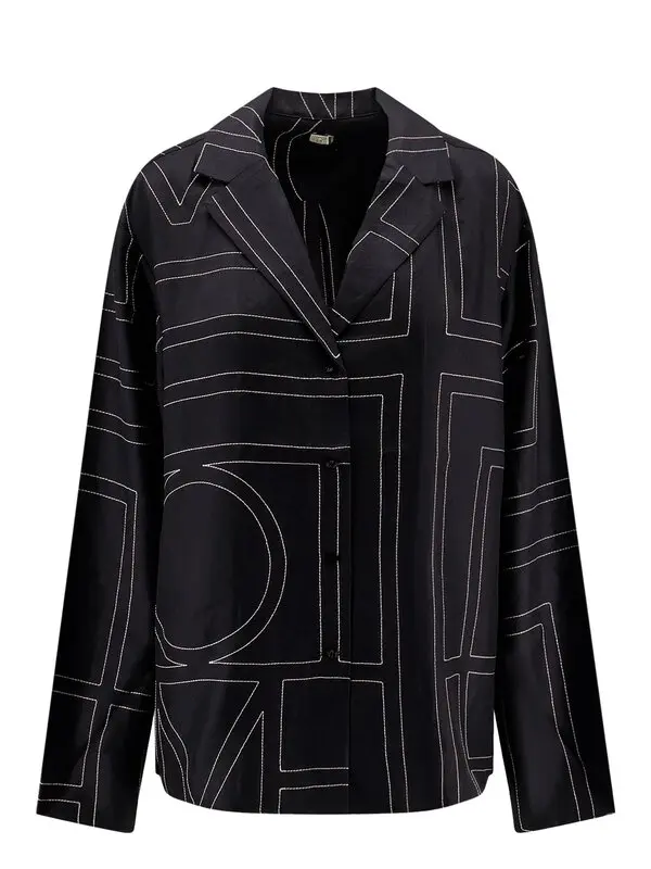 TOTEME Silk Monogram Shirt - Black