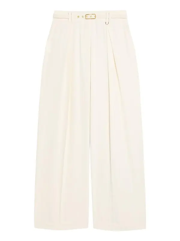 Zimmermann Belted Twill Wide-leg Pants - Cream