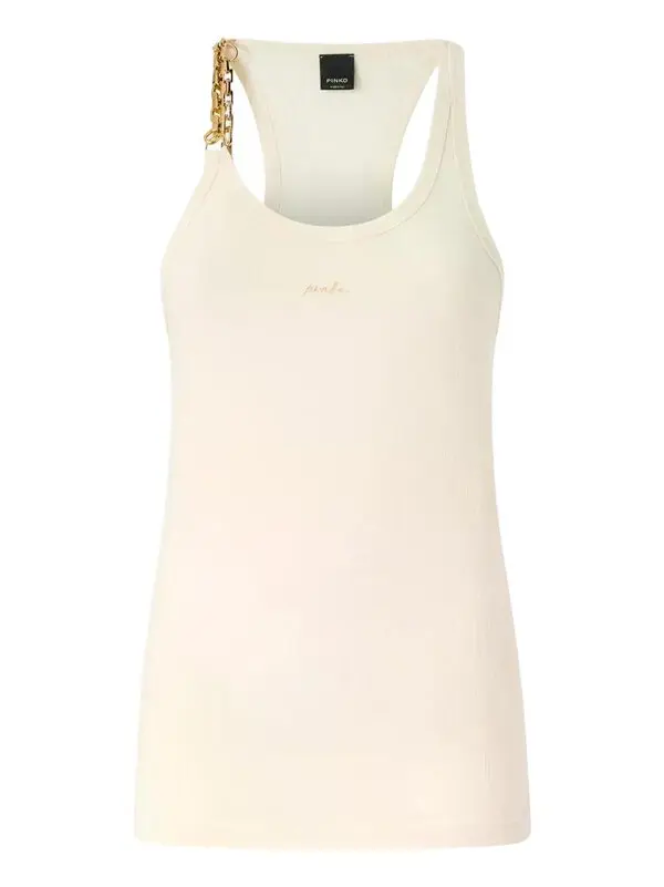 Pinko Chain-strap Ribbed Tank Top - Neutrals