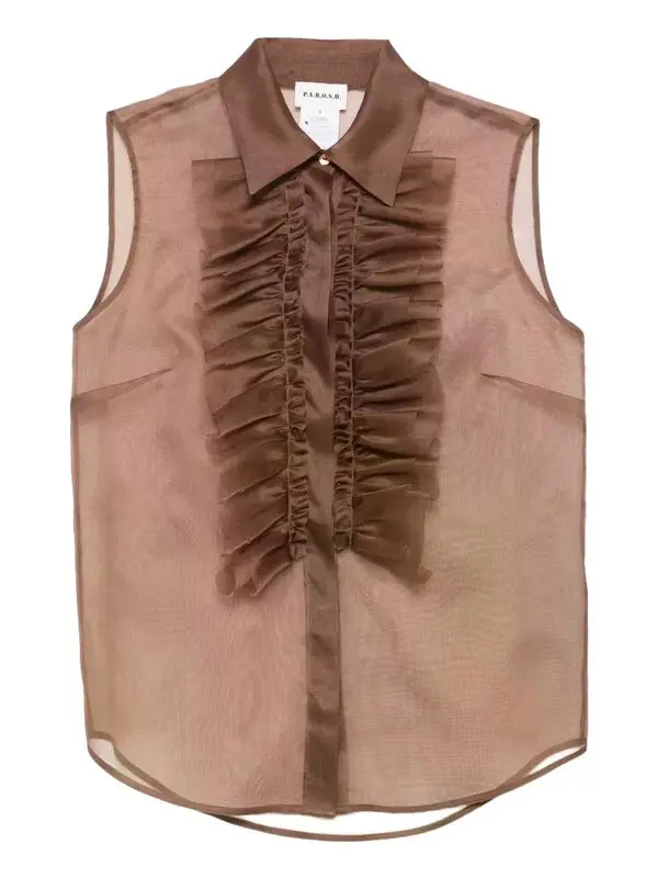 P.a.r.o.s.h Shake Ruffled Sleeveless Blouse - Brown