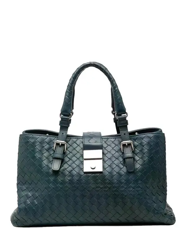 Bottega Veneta Small Nappa Intrecciato Roma Satchel - Blue