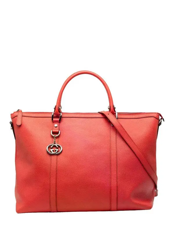 Gucci Leather Gg Charm Satchel - Red