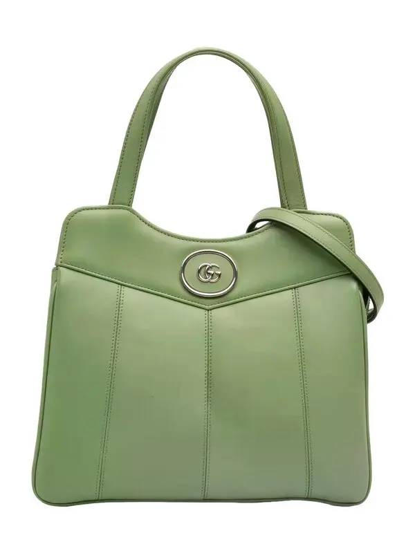 Gucci Petite Gg Leather Tote Satchel - Green