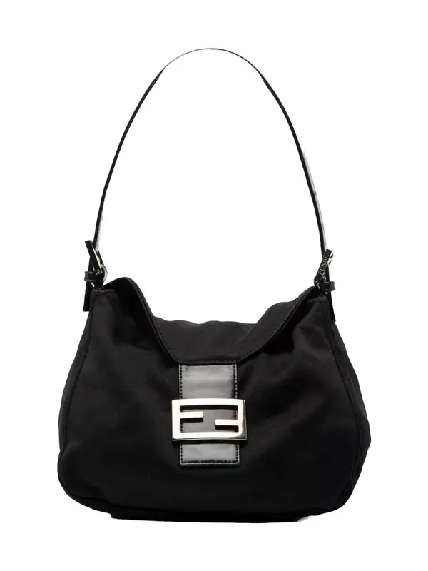 Fendi 2000-2010 Neoprene Double Flap Shoulder Bag - Black