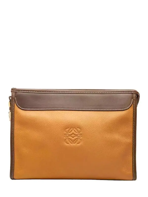 Loewe Leather Anagram Clutch Bag - Brown
