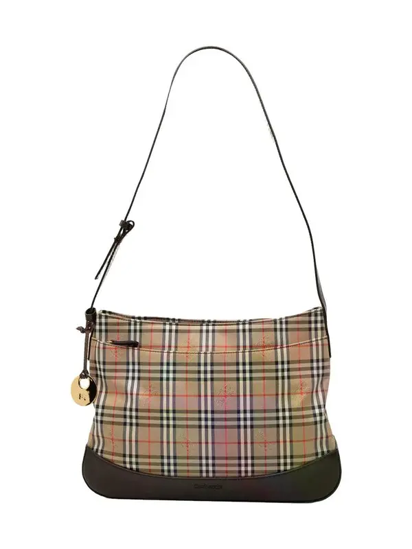 Burberry Haymarket Check Canvas Shoulder Bag - Brown