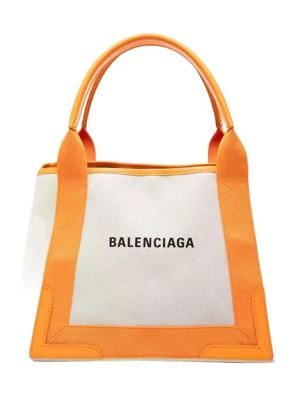 Balenciaga Canvas Navy Cabas S Tote Satchel - Brown