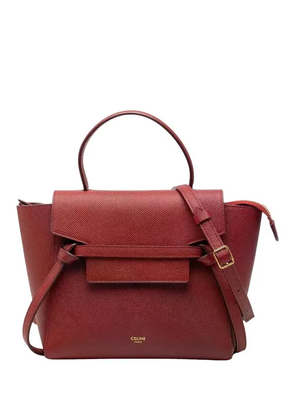 Celine 2019 Nano Grained Calfskin Belt Satchel - Red