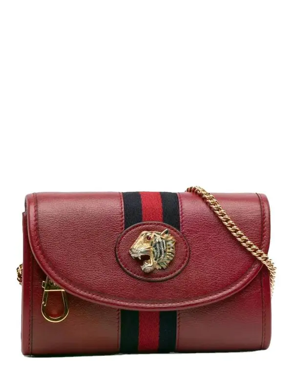 Gucci 2000-2015 Mini Leather Rajah Web Chain Crossbody Bag - Red