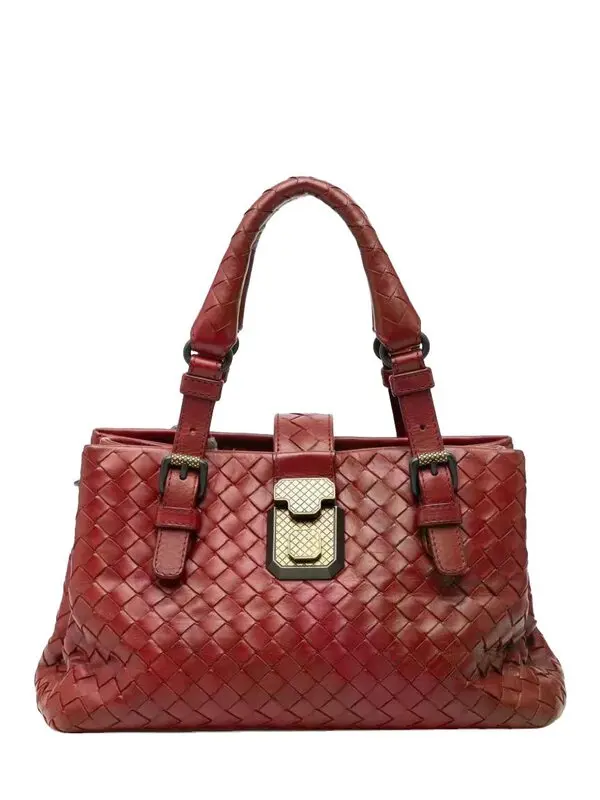 Bottega Veneta Mini Nappa Intrecciato Roma Satchel - Red
