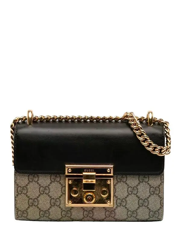 Gucci Gg Supreme Padlock Crossbody Bag - Brown