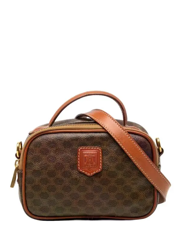 Celine 1994 Macadam Coated Canvas Satchel - Brown