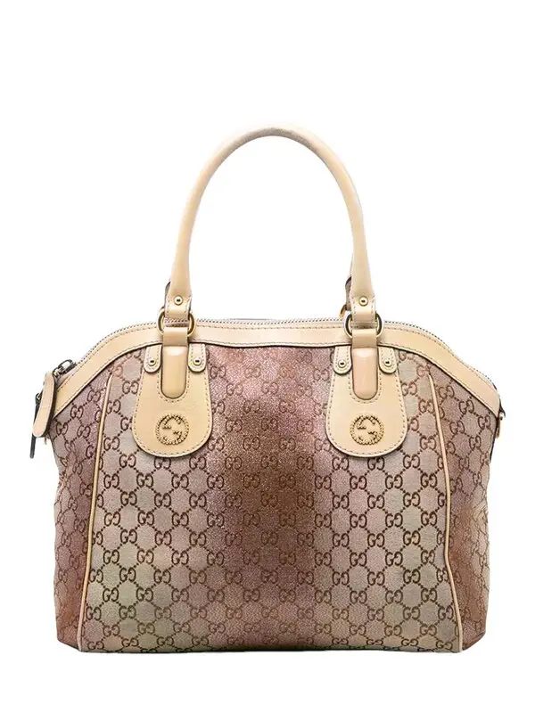 Gucci Medium Gg Lurex Scarlett Satchel - Brown