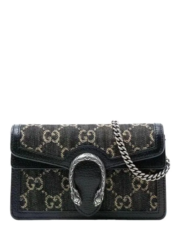 Gucci Mini Gg Denim Dionysus Crossbody Bag - Black