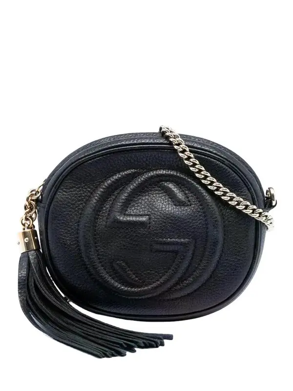 Gucci 2016-2026 Mini Pebbled Calfskin Soho Chain Crossbody Bag - Black