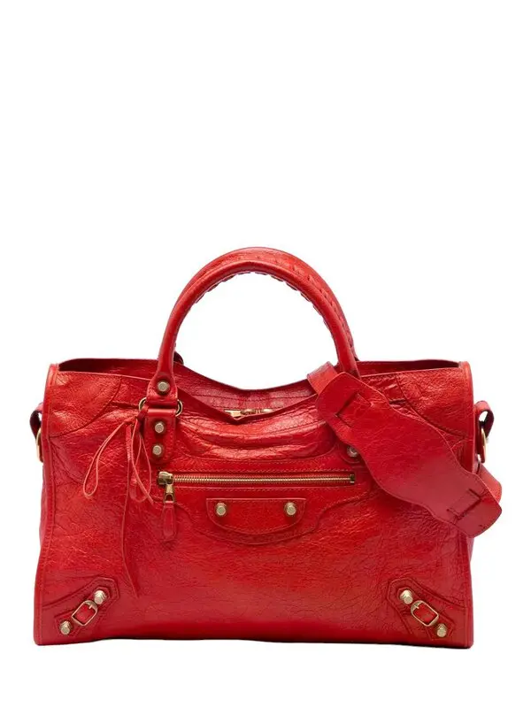 Balenciaga 2015 Lambskin Motocross City Giant 12 Satchel - Red