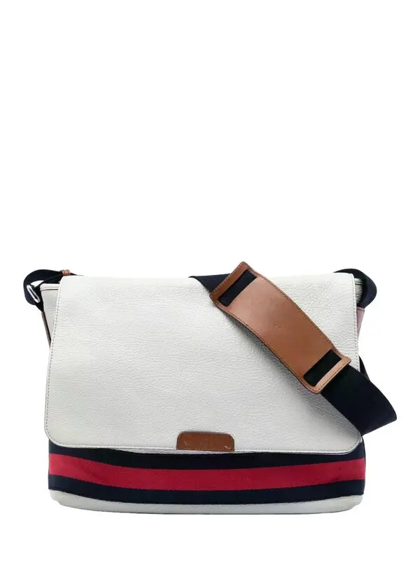 Gucci Leather Web Messenger Bag - White