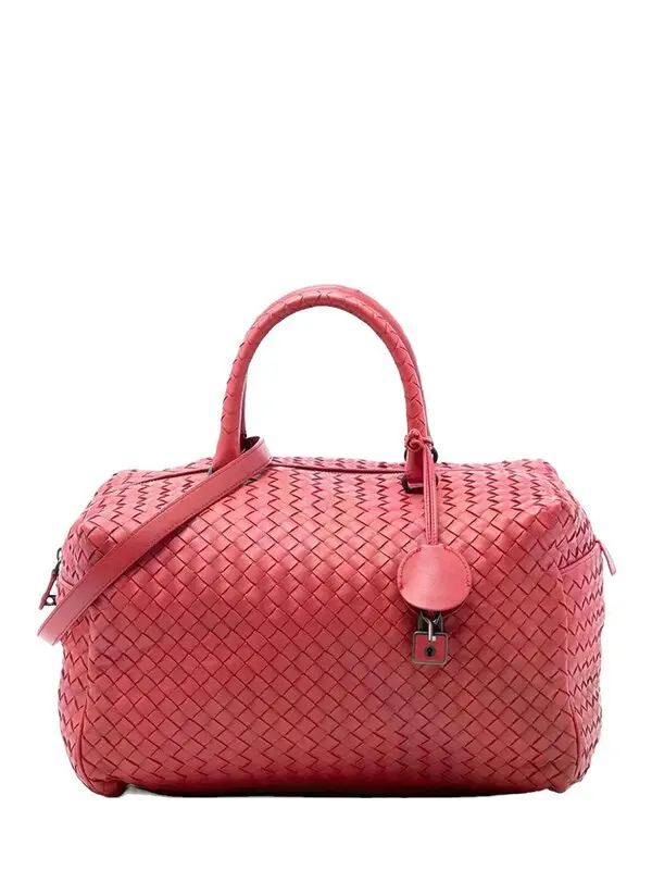 Bottega Veneta Nappa Intrecciato Satchel - Red