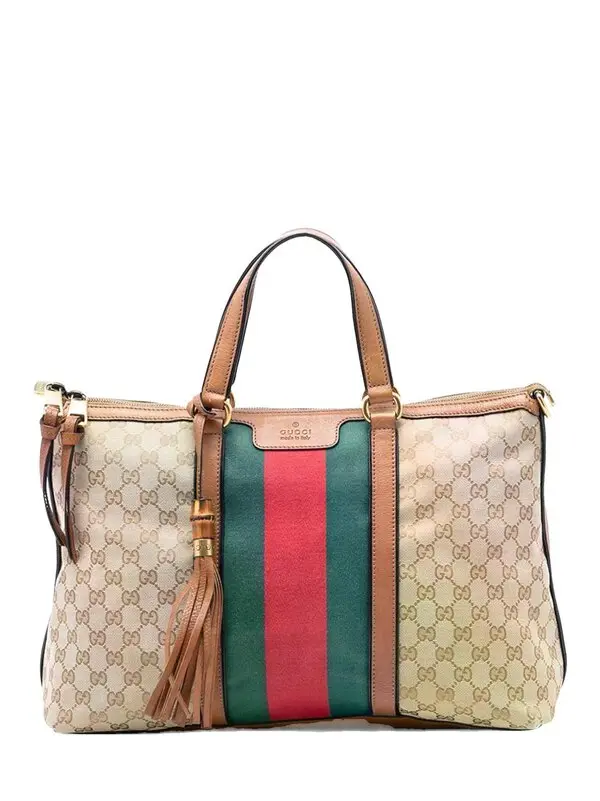 Gucci Gg Canvas Web Rania Top Handle Satchel - Brown
